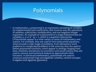 Polynomials | PPTX | Physics | Science
