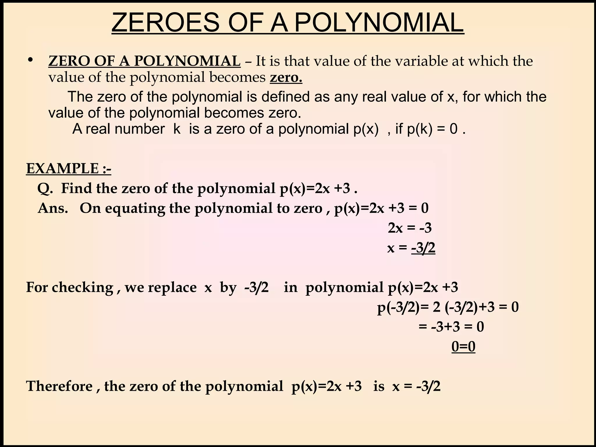 CLASS X MATHS Polynomials | PPT