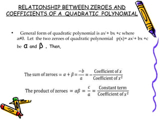 CLASS X MATHS Polynomials | PPT