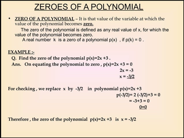 CLASS X MATHS Polynomials | PPT