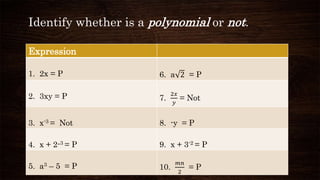 Polynomials | PPTX | Physics | Science