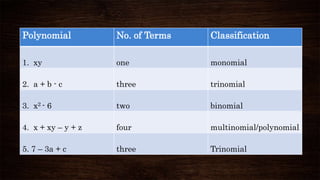 Polynomials | PPTX | Physics | Science