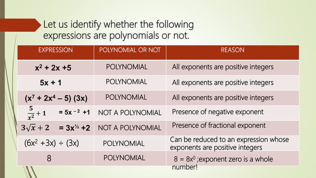 POLYNOMIALS.pptx | Physics | Science