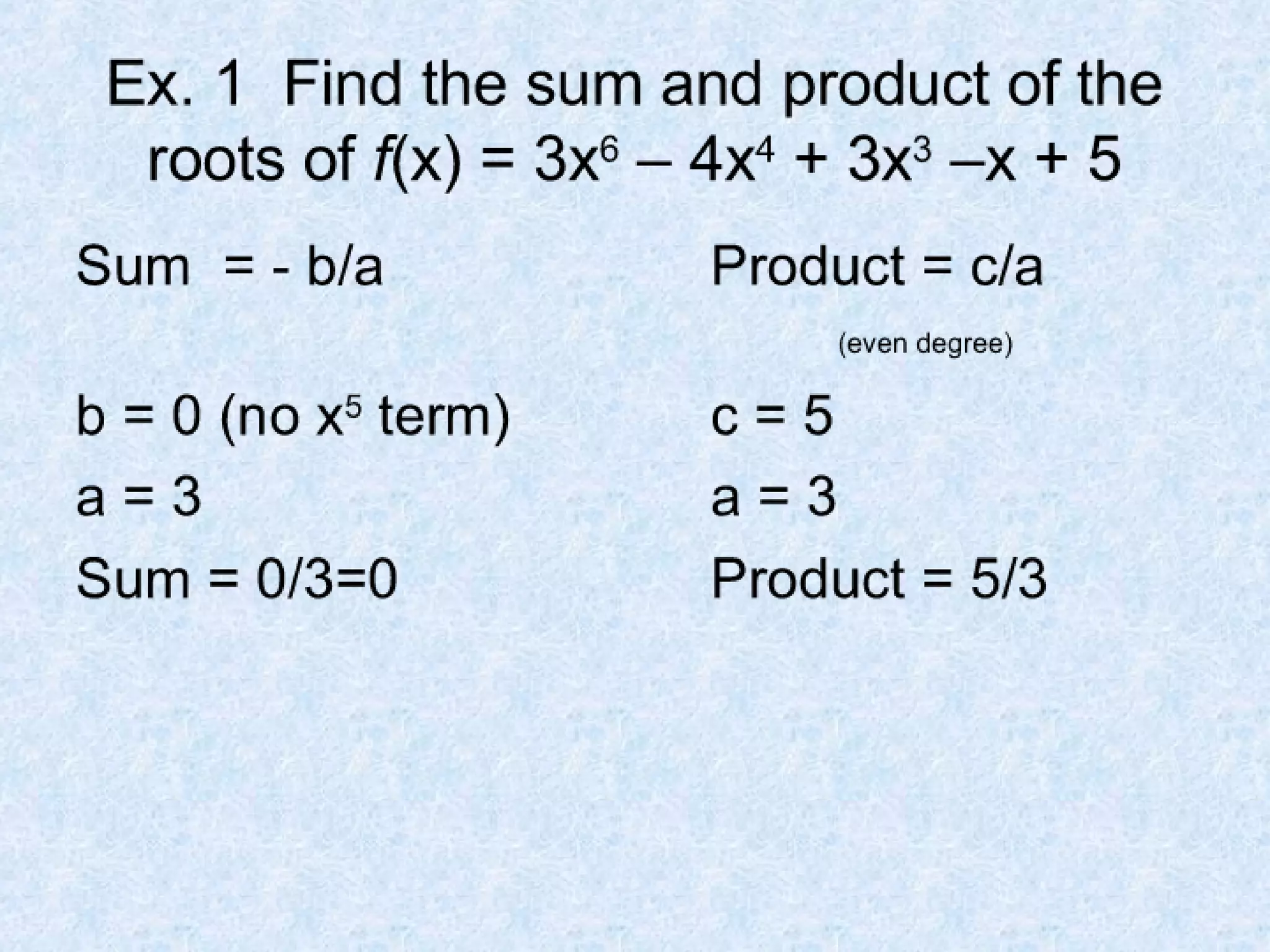 Polynomials – Sum And Product Of The Roots | PDF