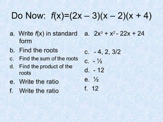 Polynomials – Sum And Product Of The Roots | PDF