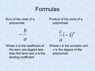 Polynomials – Sum And Product Of The Roots | PDF