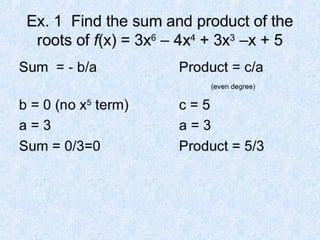 Polynomials – Sum And Product Of The Roots | PDF