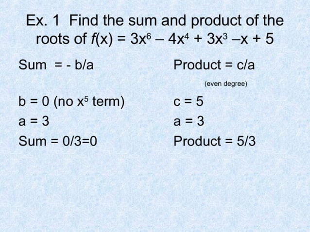 Polynomials – Sum And Product Of The Roots | PDF