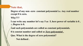 Mathematics Polynomials and is different types | PPT
