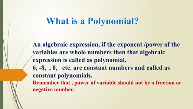 Mathematics Polynomials and is different types | PPT