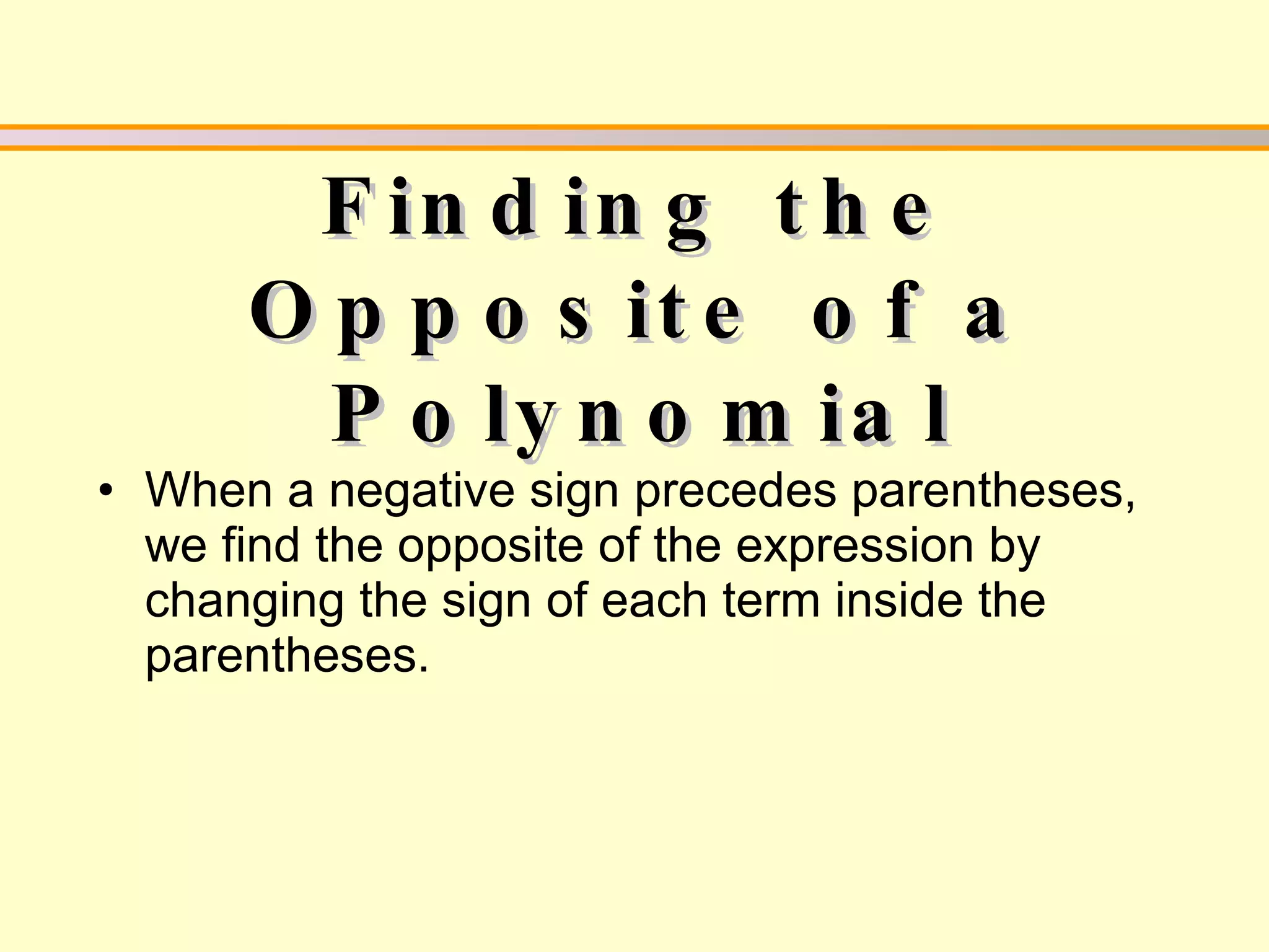 Operations on Polynomials | PPT