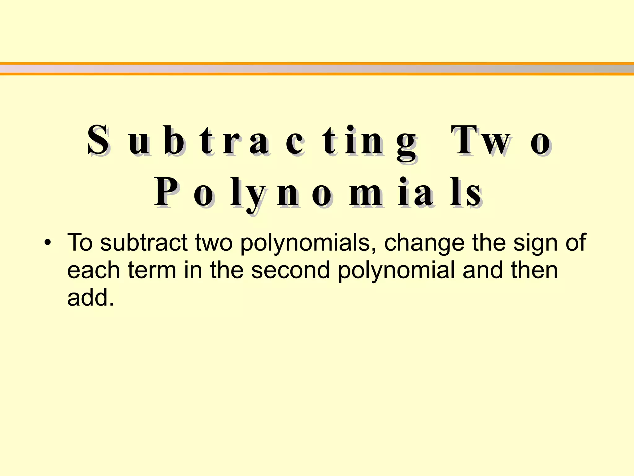 Operations on Polynomials | PPT
