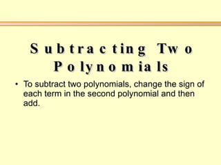 Operations on Polynomials | PPT