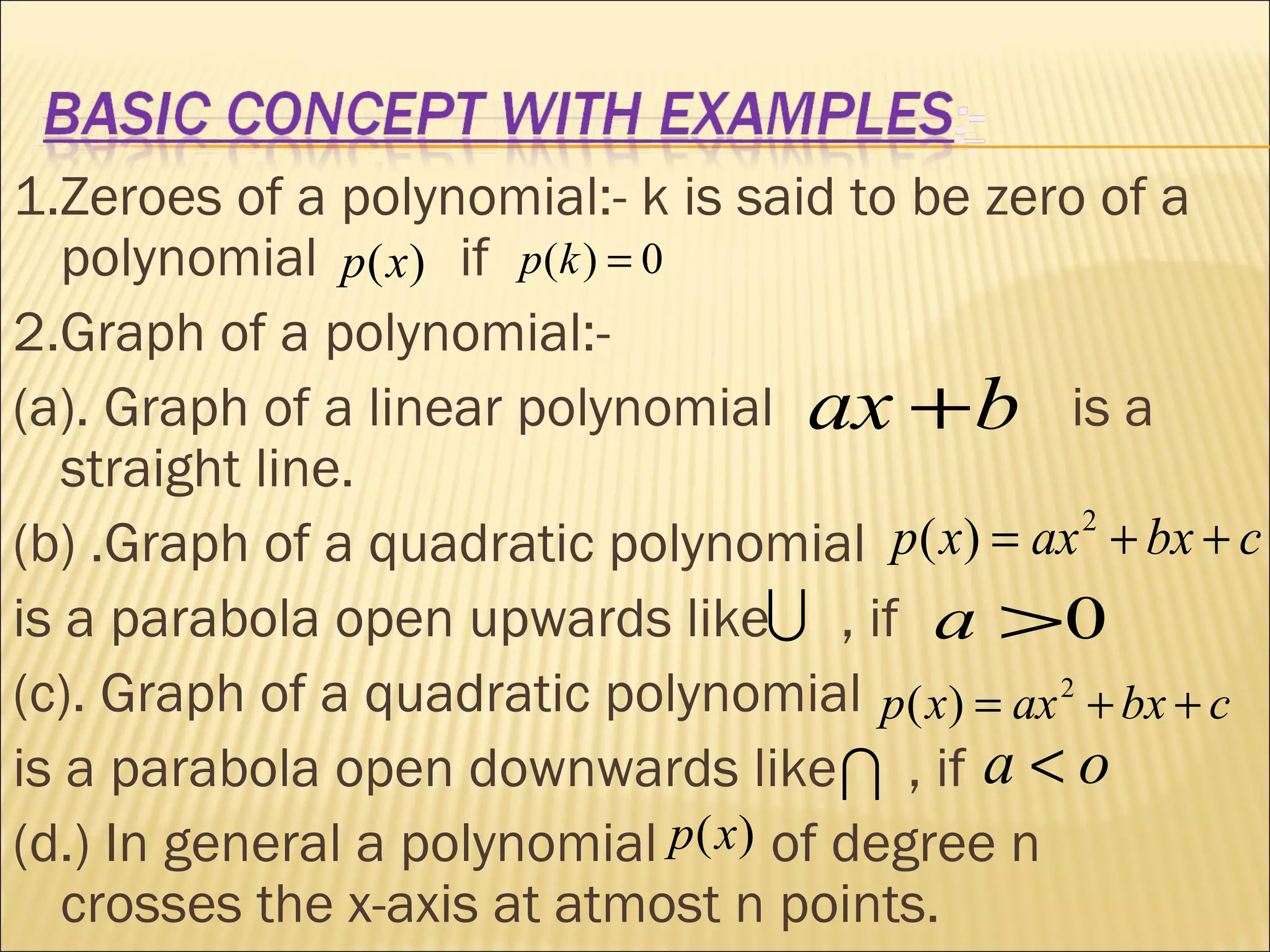 Polynomials Of Class 10 Ppt
