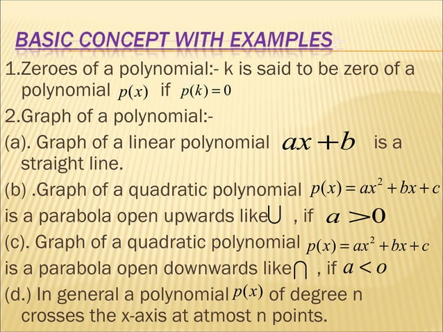 POLYNOMIALS OF CLASS 10 | PPT