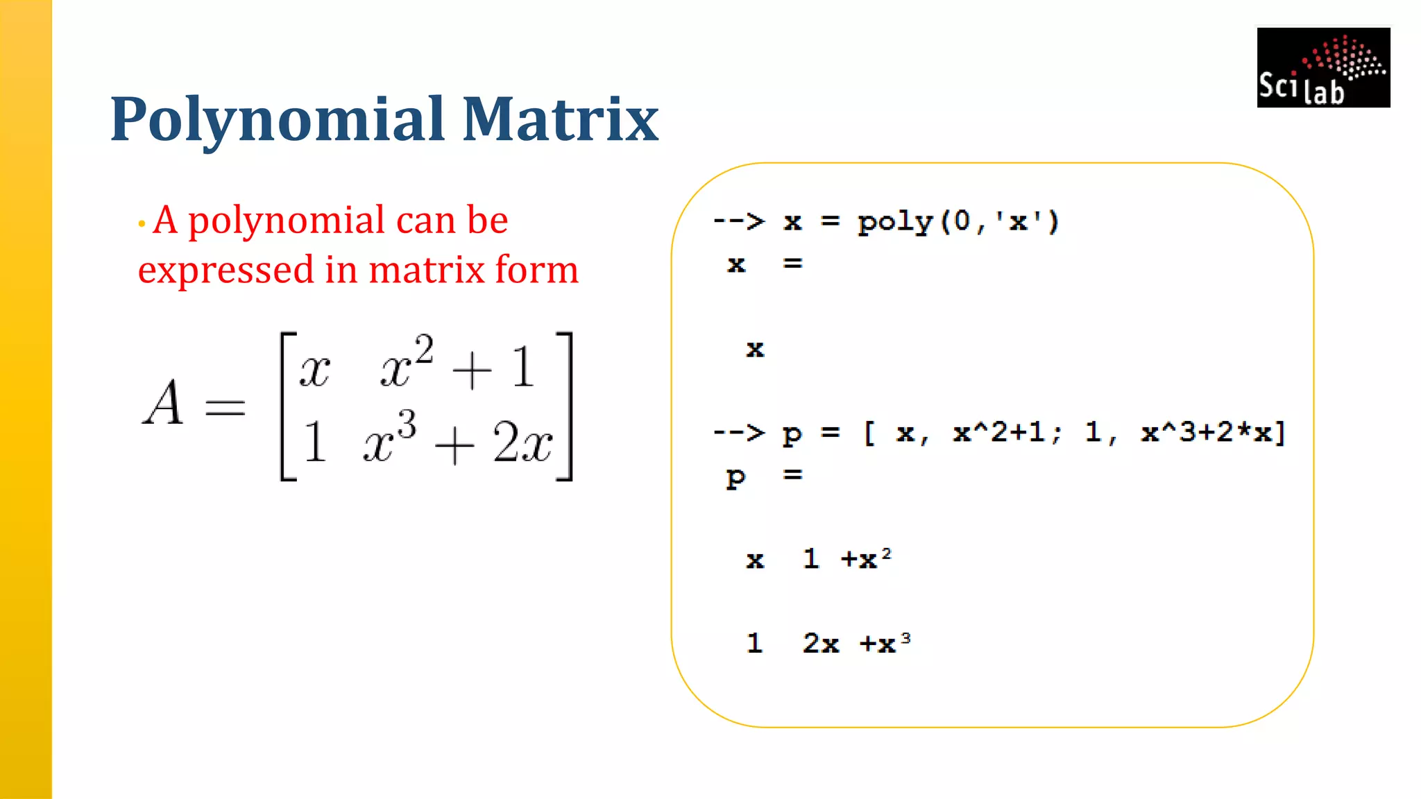 Polynomials in scilab | PDF