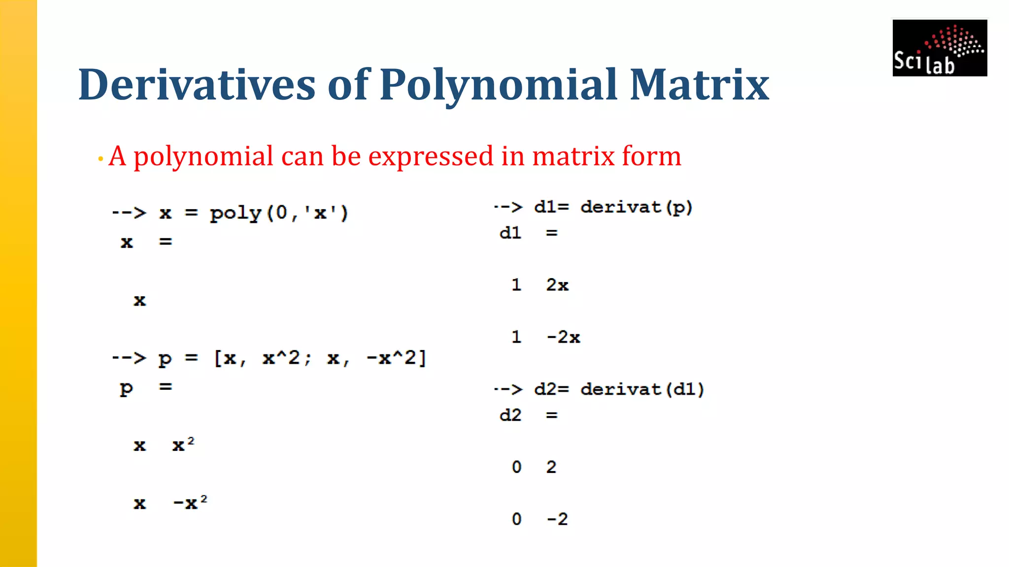 Polynomials in scilab | PDF