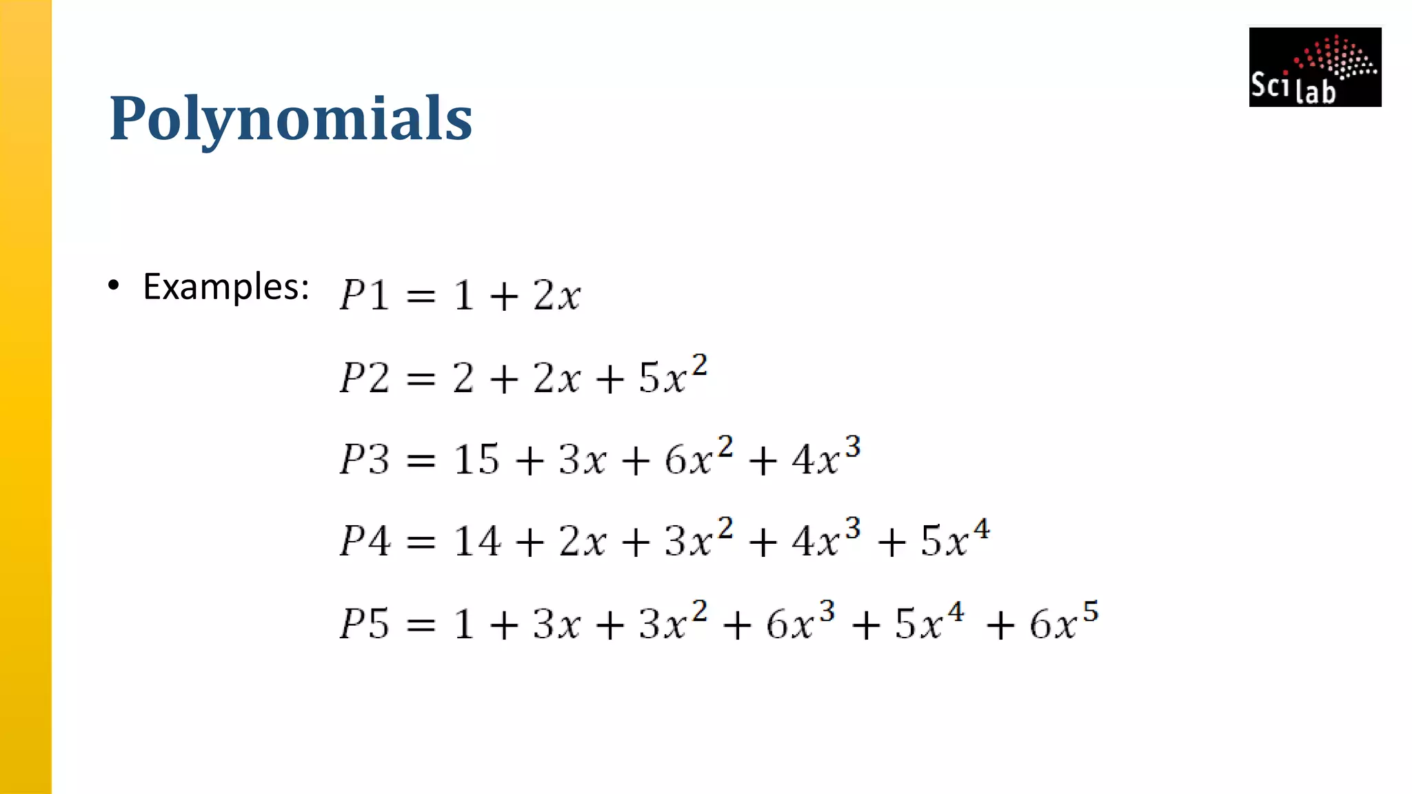 Polynomials in scilab | PDF