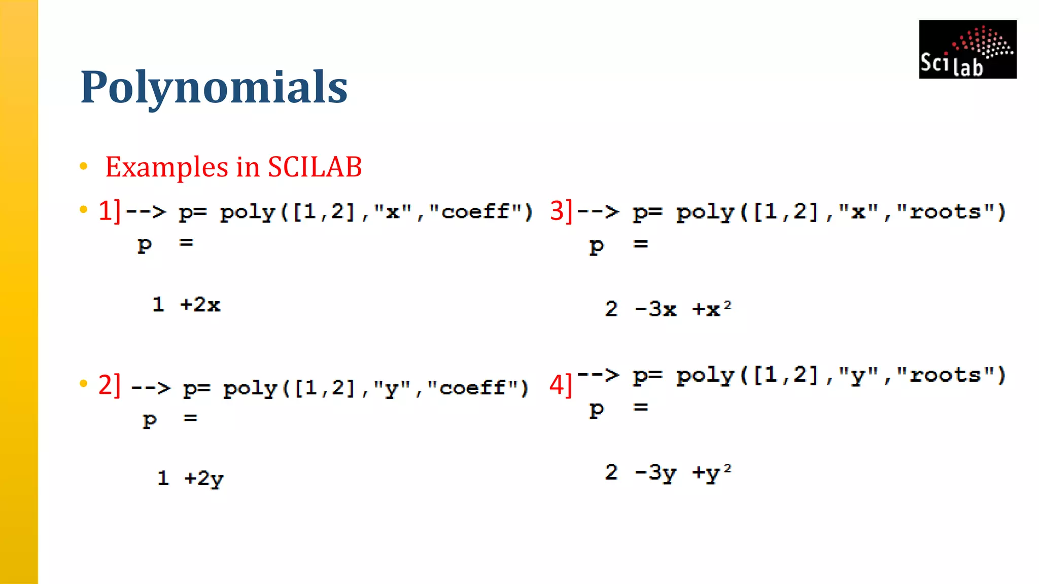 Polynomials in scilab | PDF