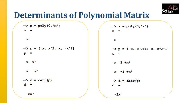 Polynomials in scilab | PDF