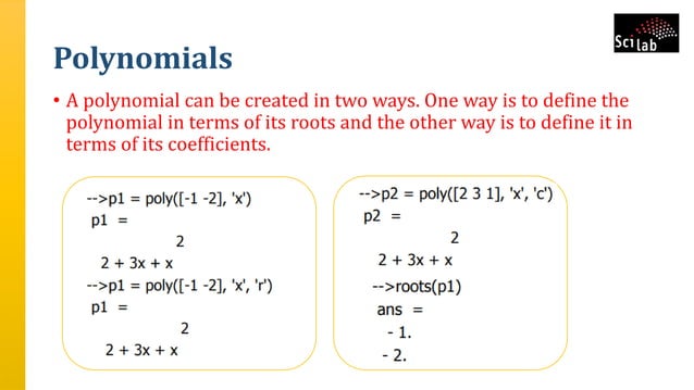 Polynomials in scilab | PDF
