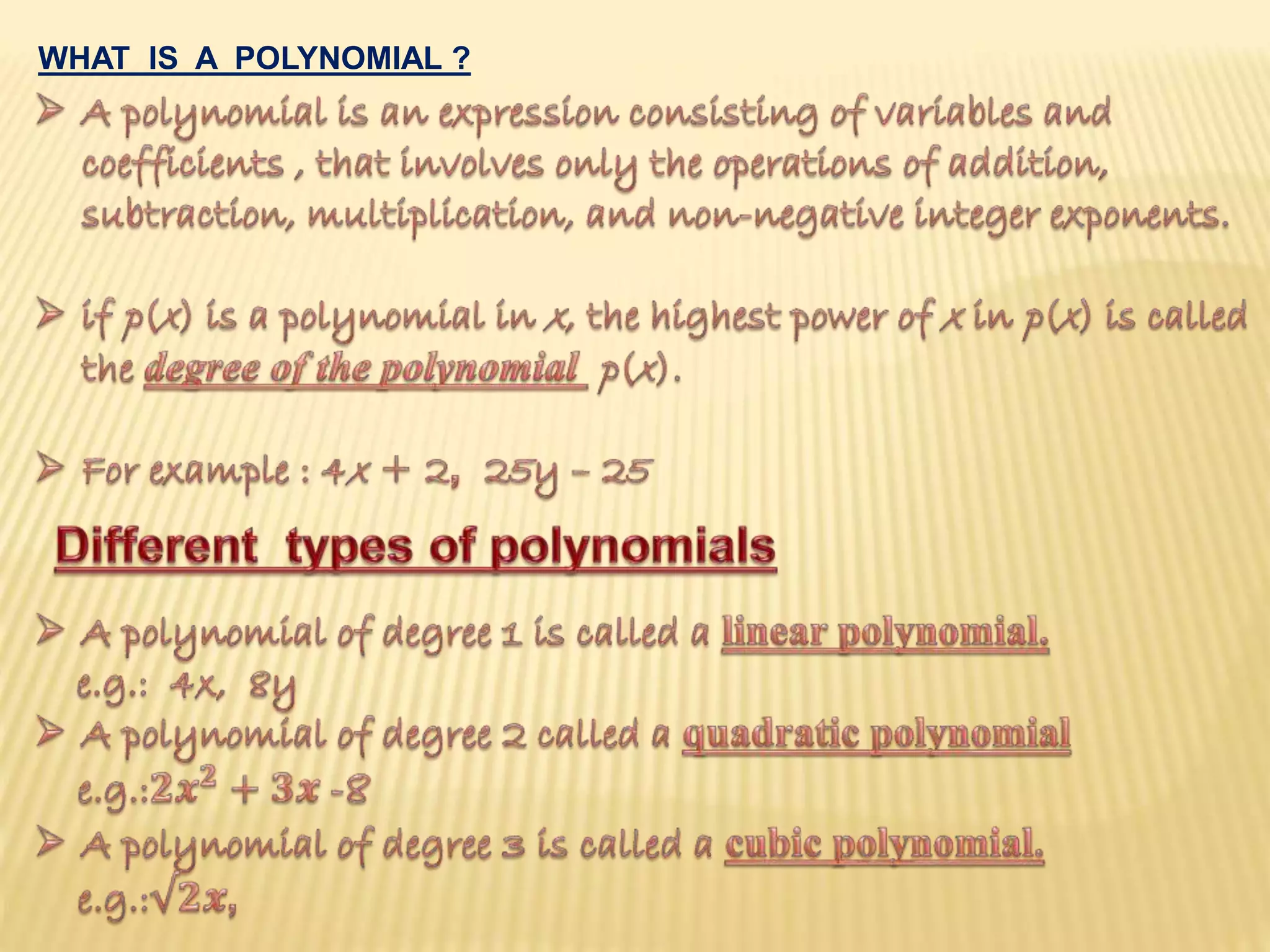 Polynomials (mathematics) | PPT