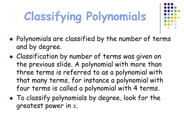Polynomials Unit 3 Lessons 1-2 | PPT