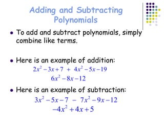 Polynomials Unit 3 Lessons 1-2 | PPT