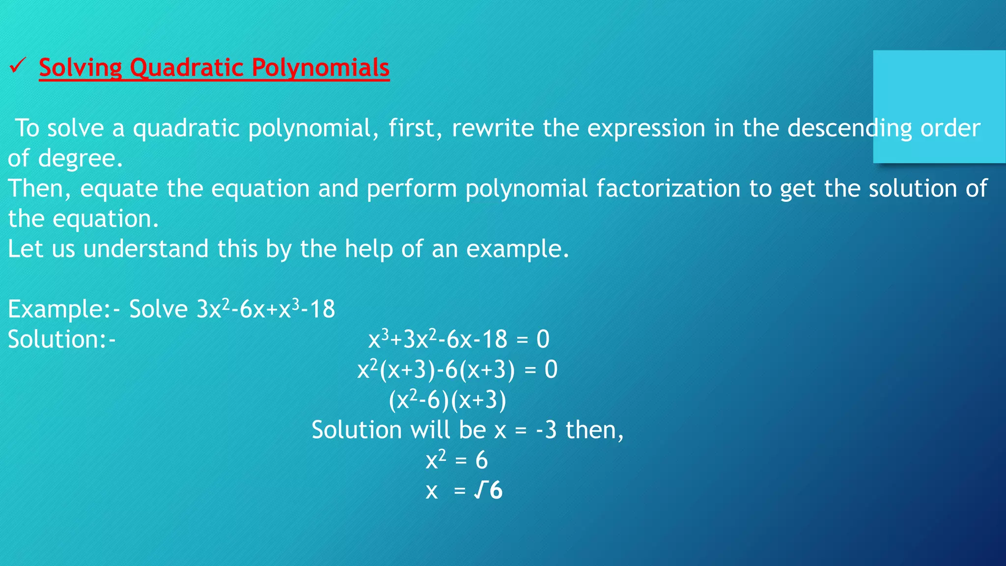 Class IX - Polynomials PPT | PPTX