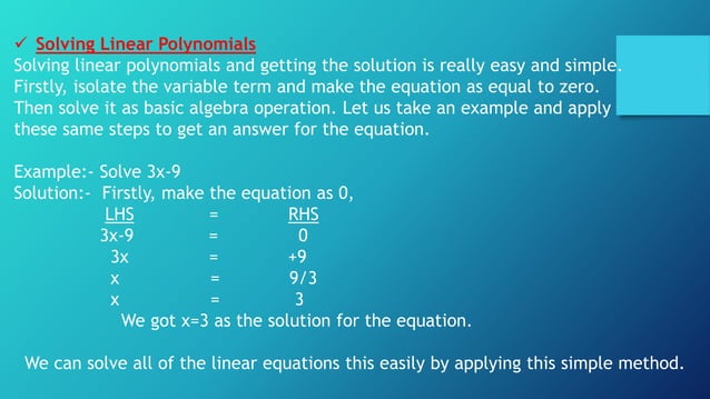 Class IX - Polynomials PPT | PPTX | Physics | Science