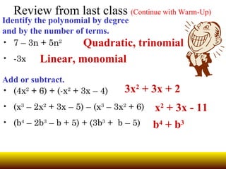 Polynomials review | PPT