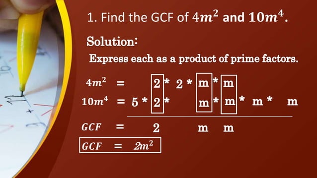 Factoring Polynomials with common monomial factor | PPTX