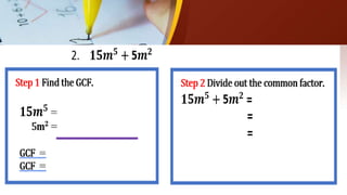 Factoring Polynomials with common monomial factor | PPTX