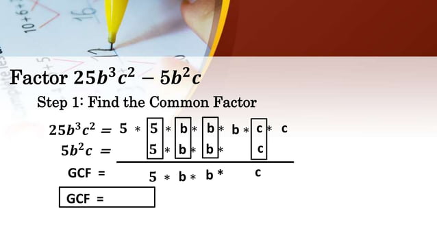 Factoring Polynomials with common monomial factor | PPTX
