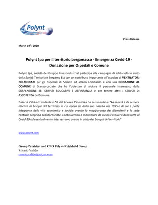 Polynt Spa per il territorio bergamasco - Emergenza Covid-19 ...