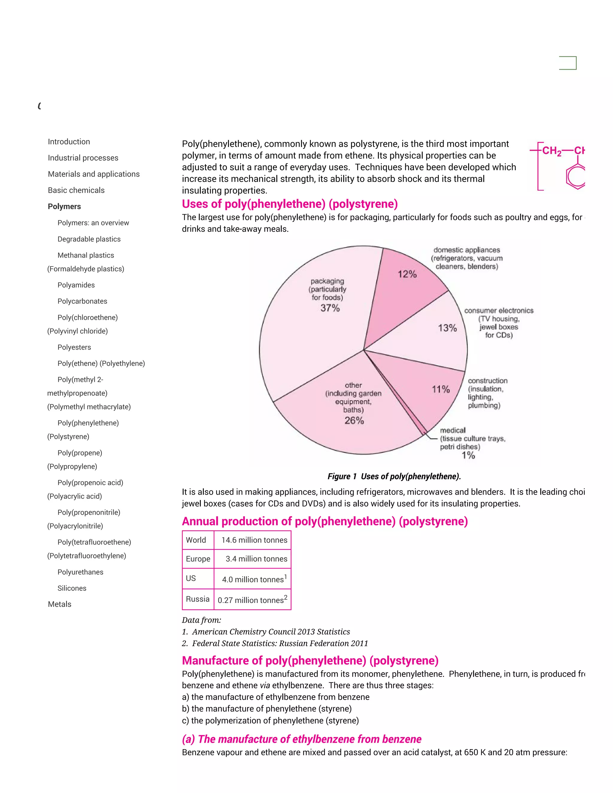 Poly(phenylethene) (polystyrene) | PDF