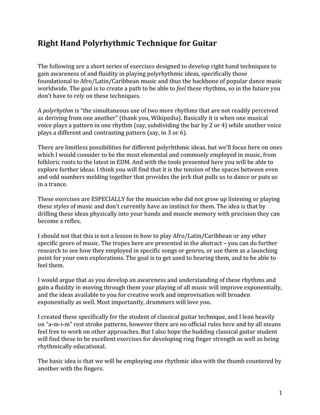 Right Hand Polyrhythmic Technique | PDF