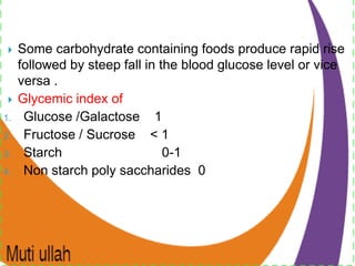 Poly saccharides(inulin,dietary fiber,glycemic index) | PPTX