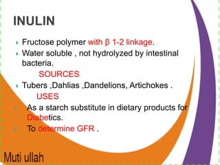 Poly saccharides(inulin,dietary fiber,glycemic index) | PPT