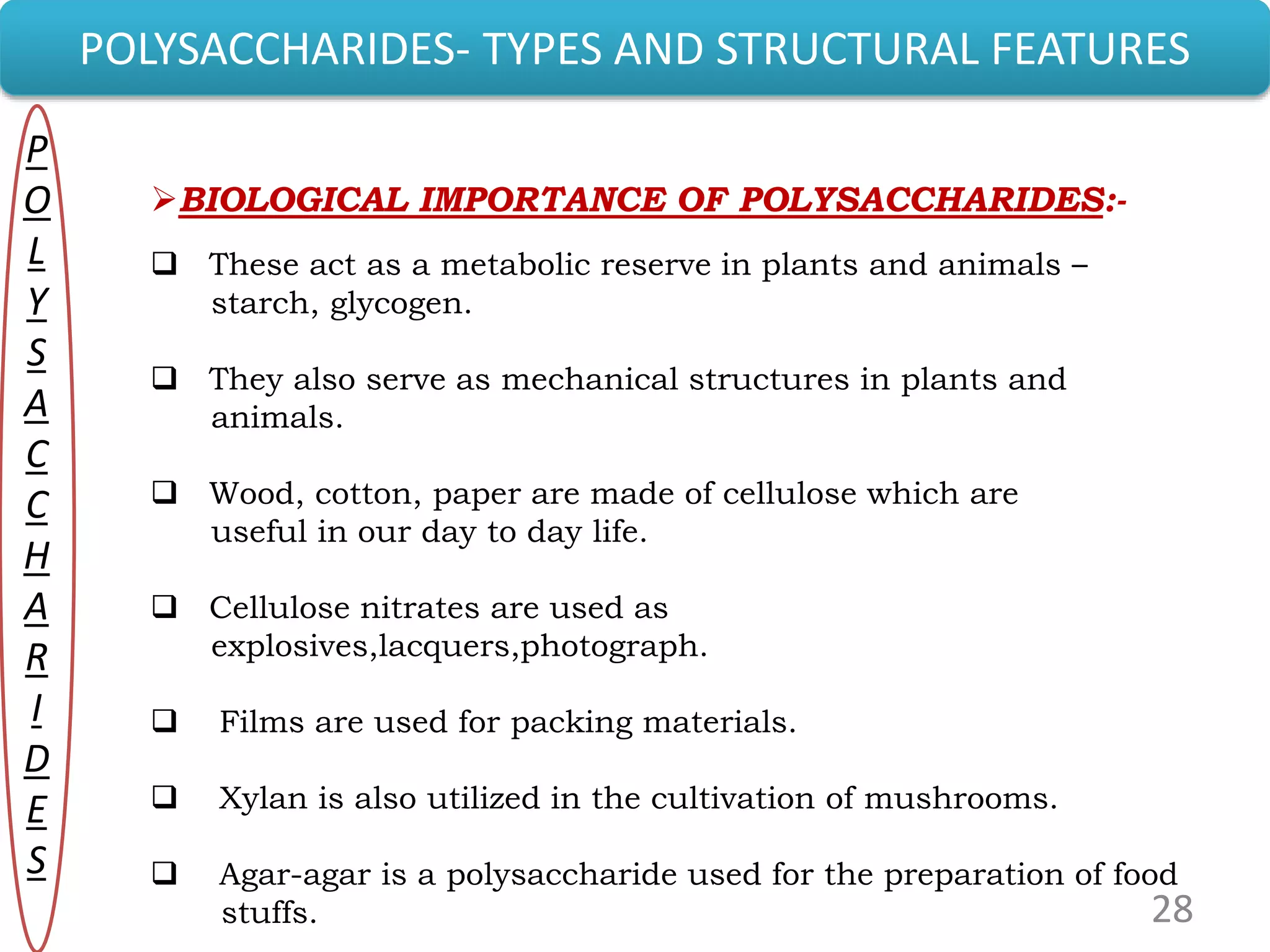 Polysaccharides types and Structural Features | PPTX