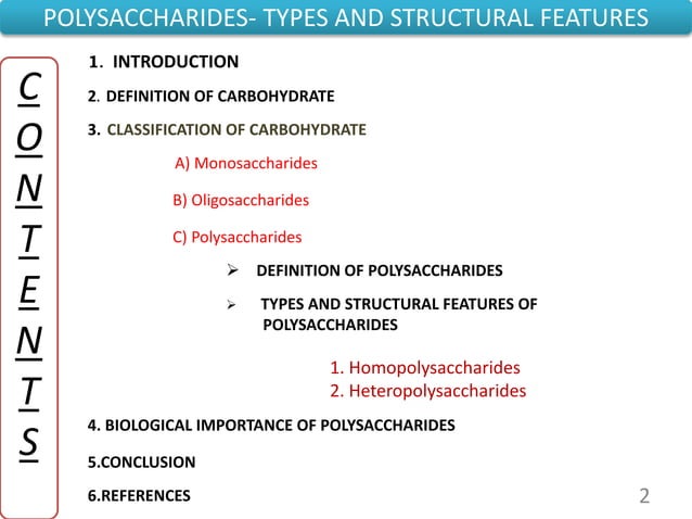 Polysaccharides types and Structural Features | PPTX