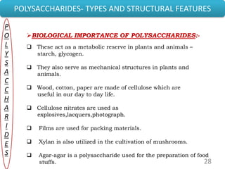 Polysaccharides types and Structural Features | PPTX
