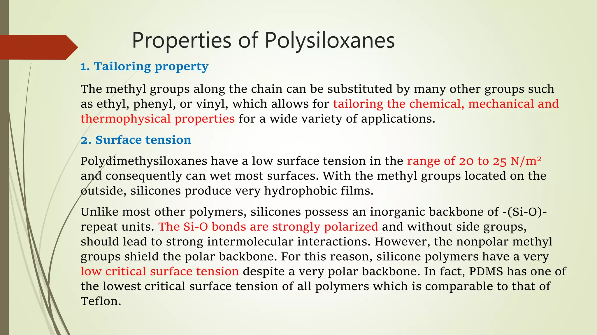 Polysiloxanes,... preparation and properties by Dr. Salma Amir | PPTX