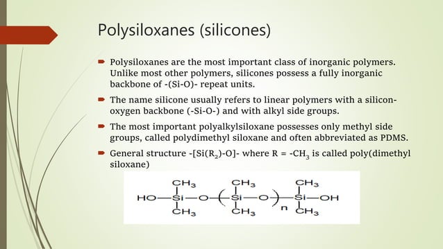 Polysiloxanes,... preparation and properties by Dr. Salma Amir | PPTX