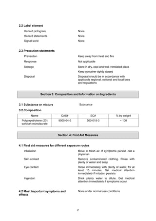 polysorbate 20 msds material safety data sheet | PDF