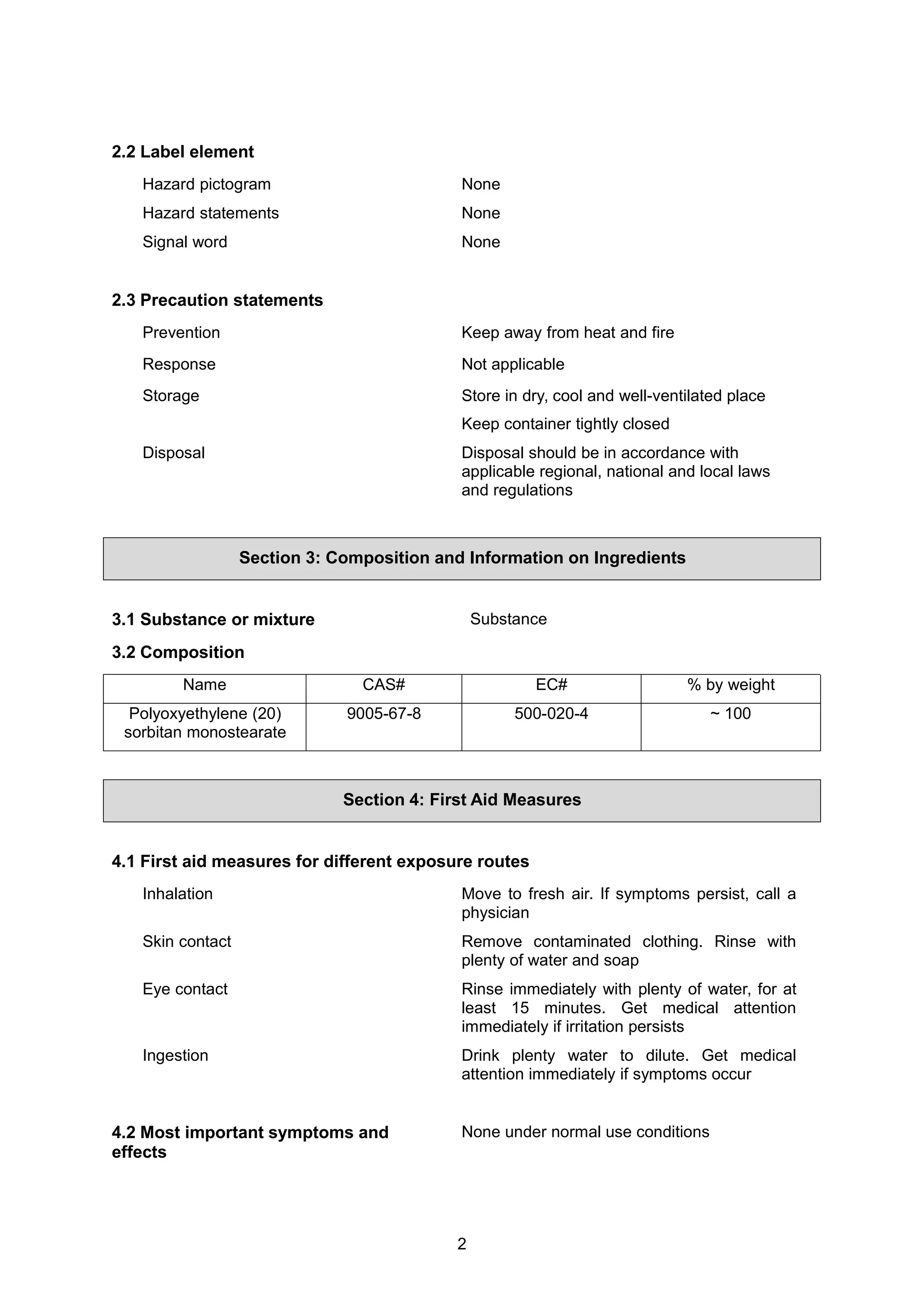 polysorbate 60 msds material safety data sheet | PDF
