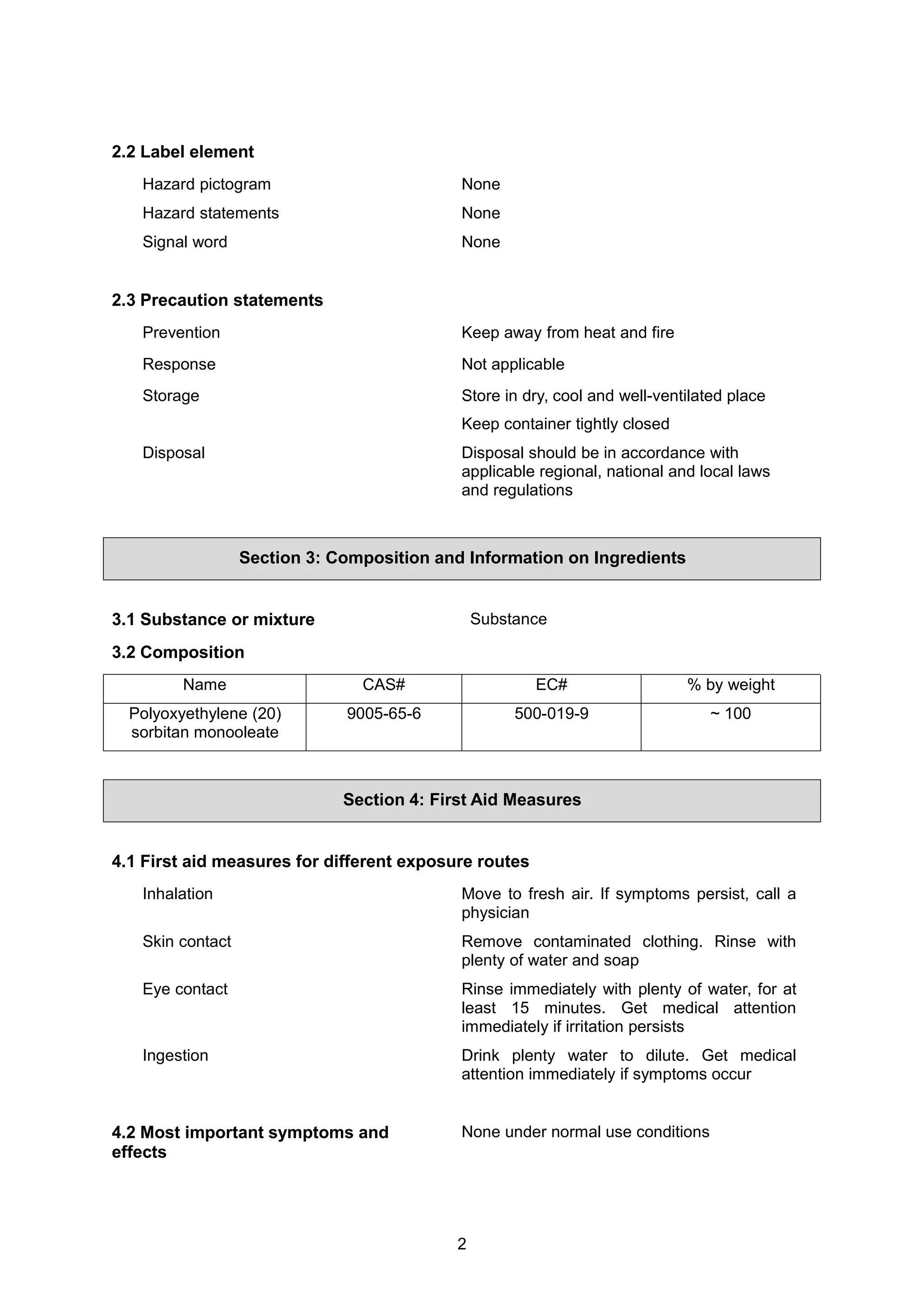 polysorbate 80 msds material safety data sheet | PDF