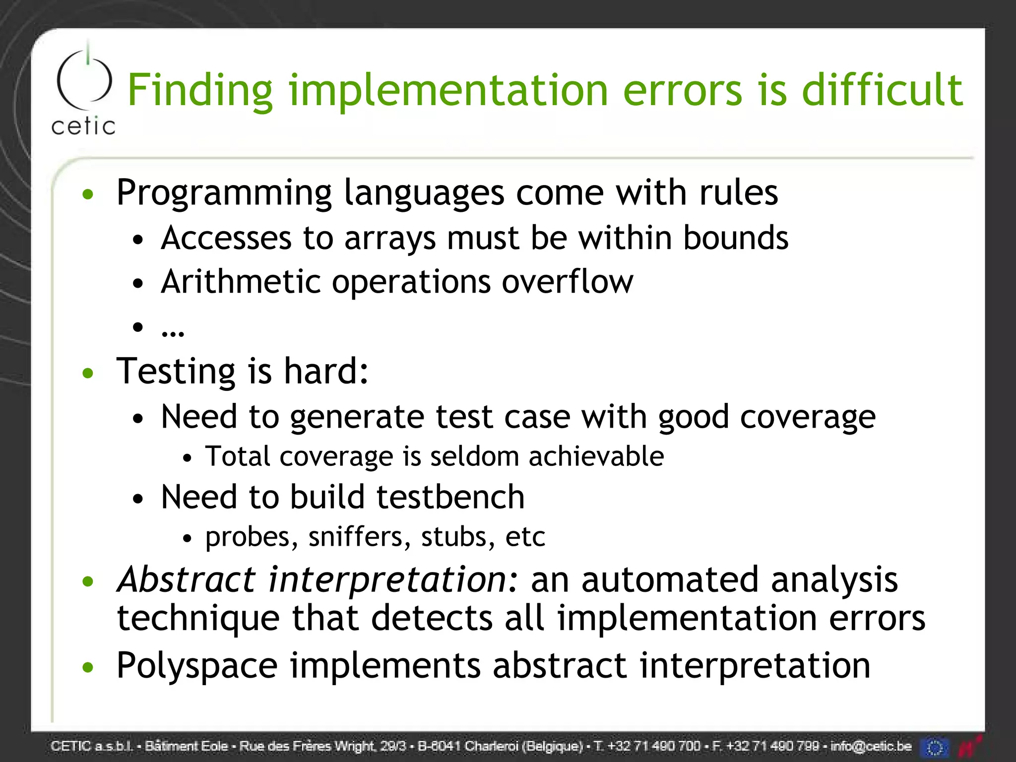 Polyspace CETIC presentation | PPT