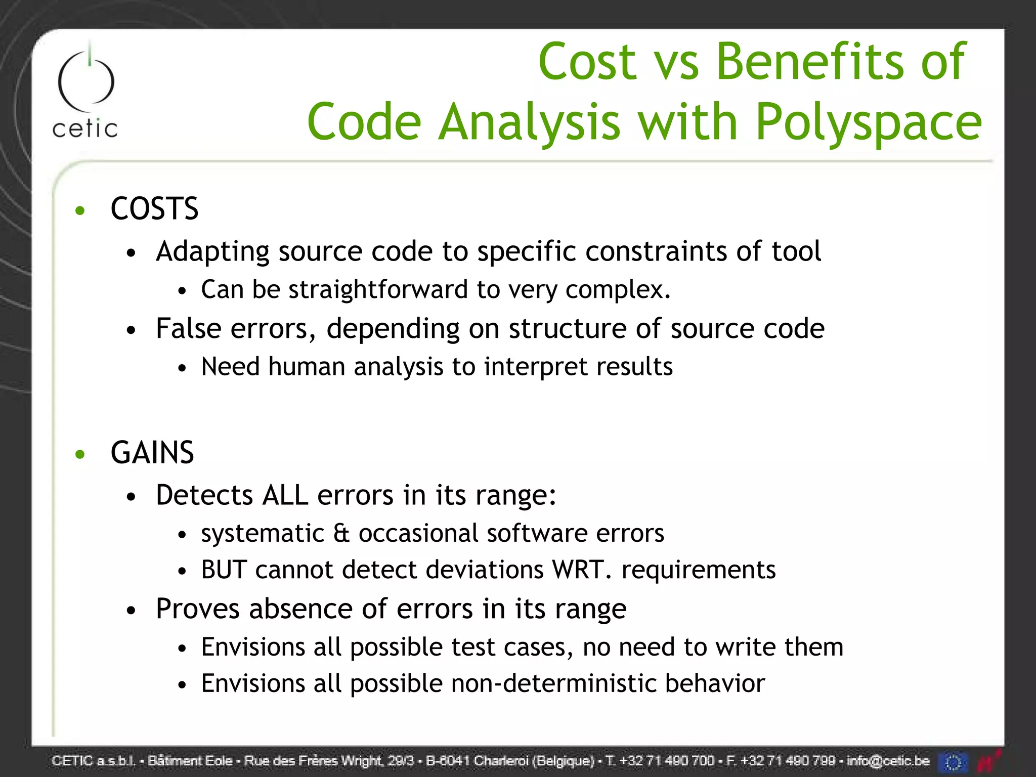 Polyspace CETIC presentation | PPT