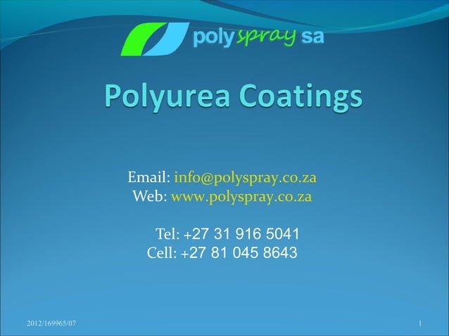 Polyspray polyurea | PPT | Chemistry | Science